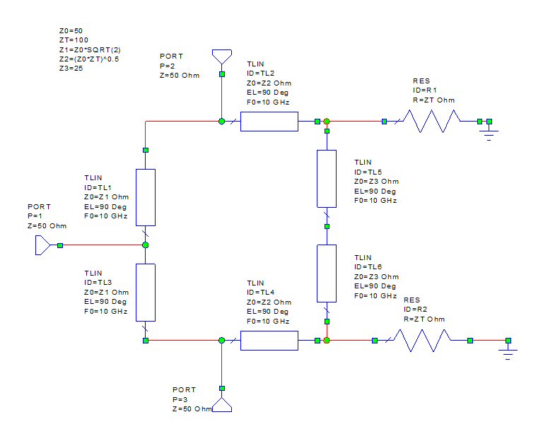 Microwaves101 | Gysel Power Splitter